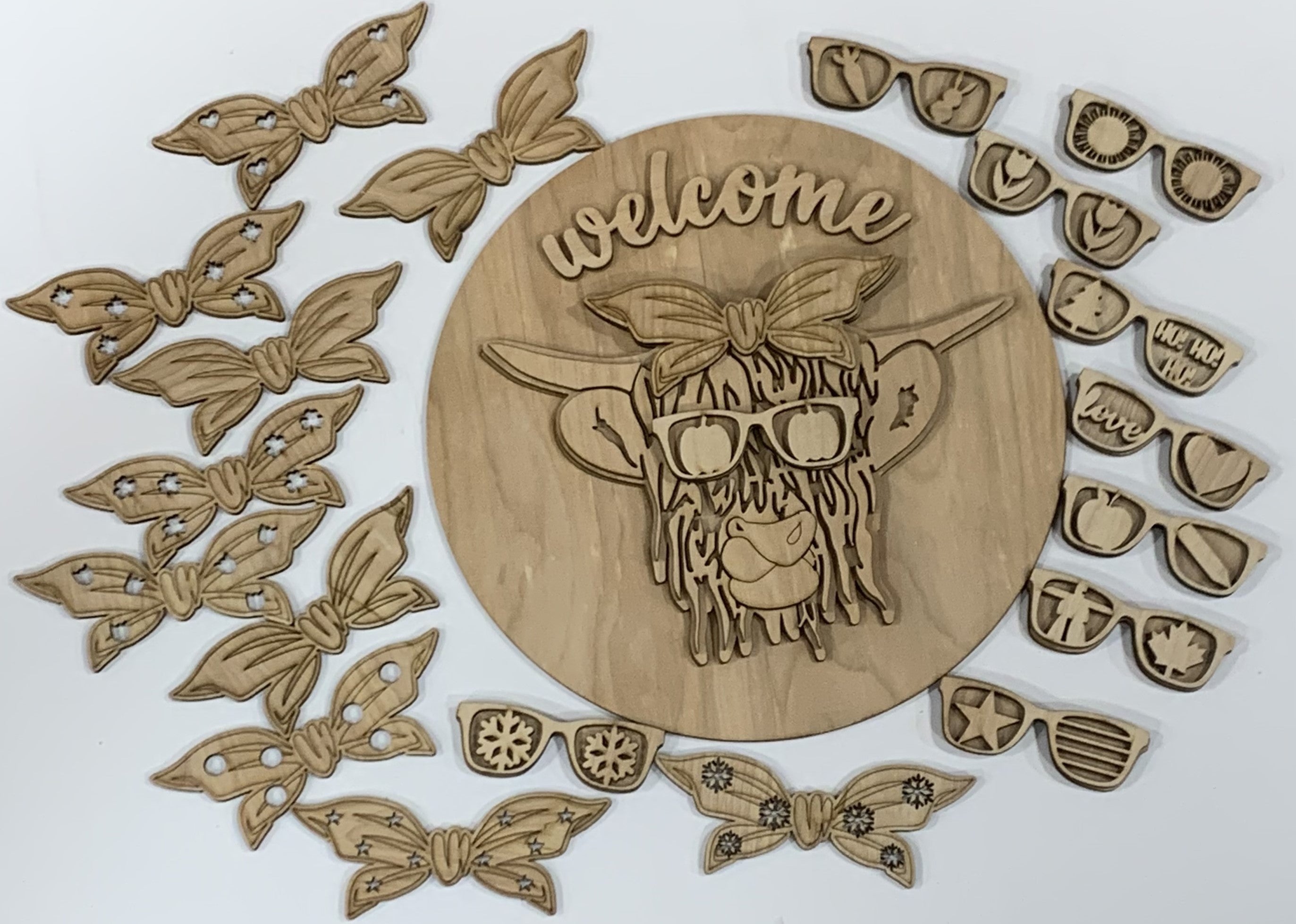 Highland Fuzzy Cow Interchangeable Welcome sign – Hidden Wood Creations