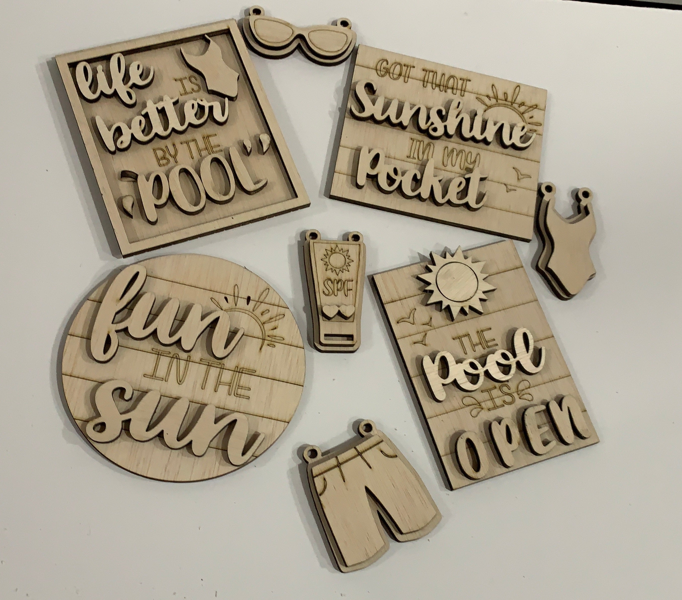 Summer/Pool Tiered Tray Decor DIY Set – Hidden Wood Creations
